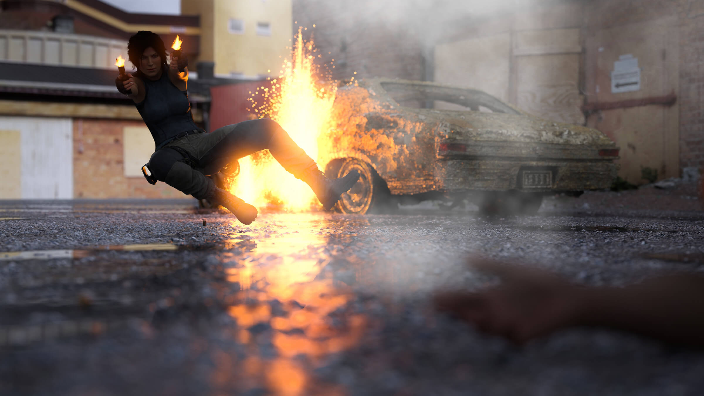 fire on lara 3D Render, Digital Art by psyco75