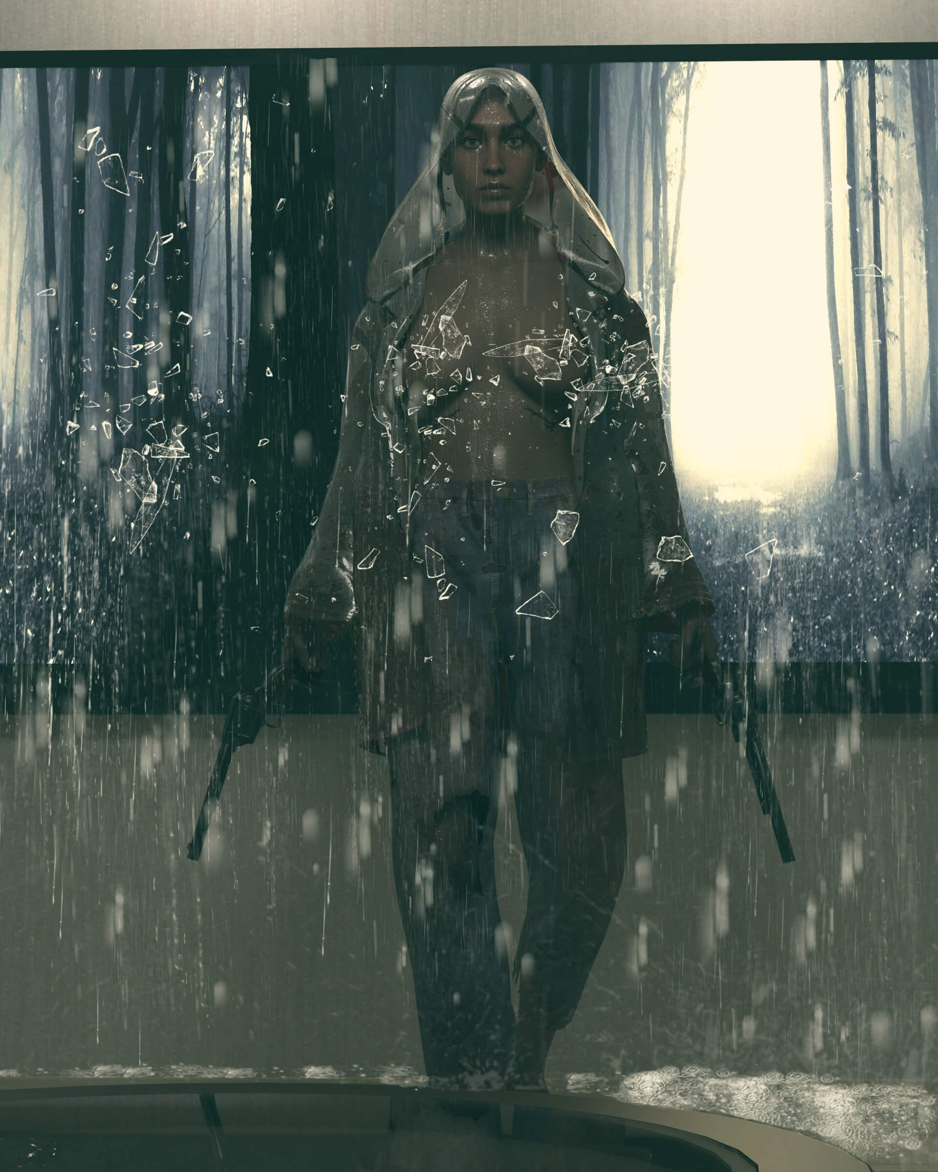 The rain girl 3D Render, Digital Art by psyco75