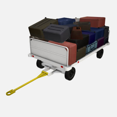 Airport Baggage Cart Loaded (435) - 3D Model by pukamakara