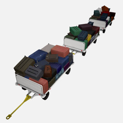 Airport Baggage Carts Loaded (441) - 3D Model by pukamakara