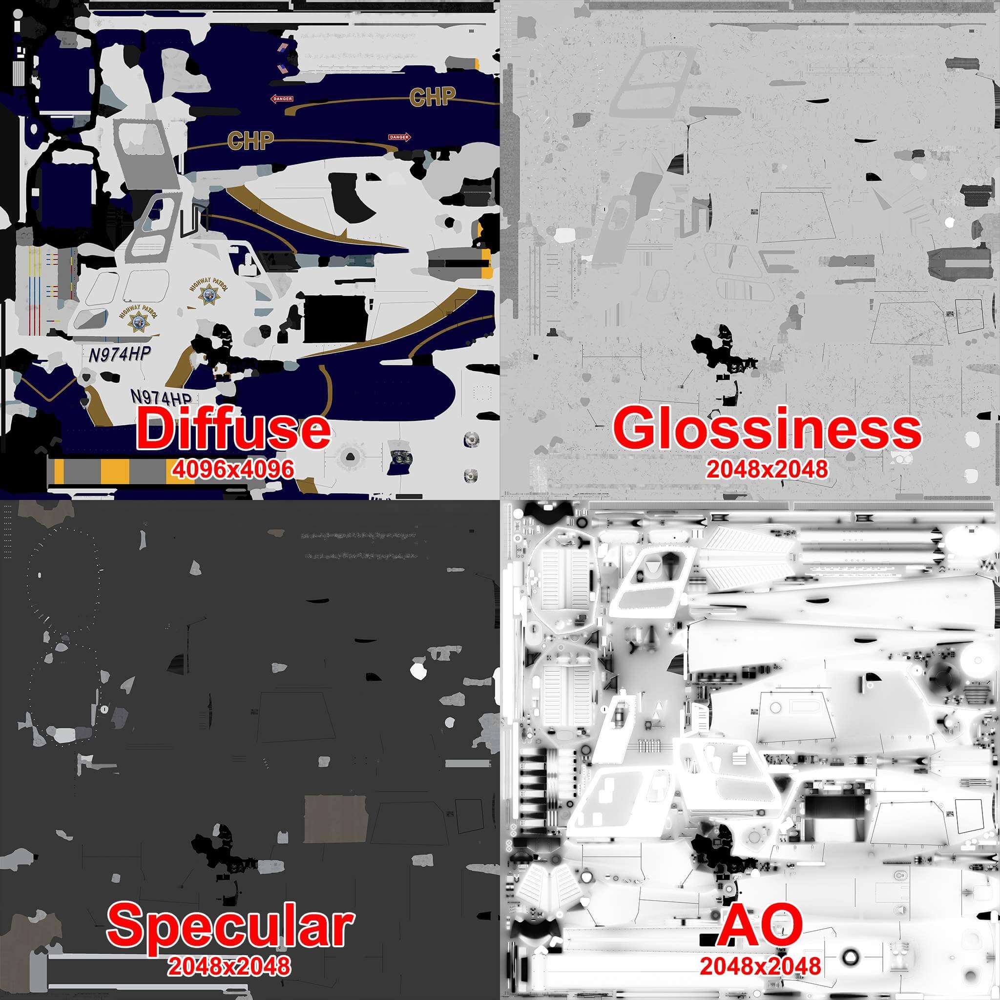 AS-350 California Highway Patrol 3D Model by pukamakara