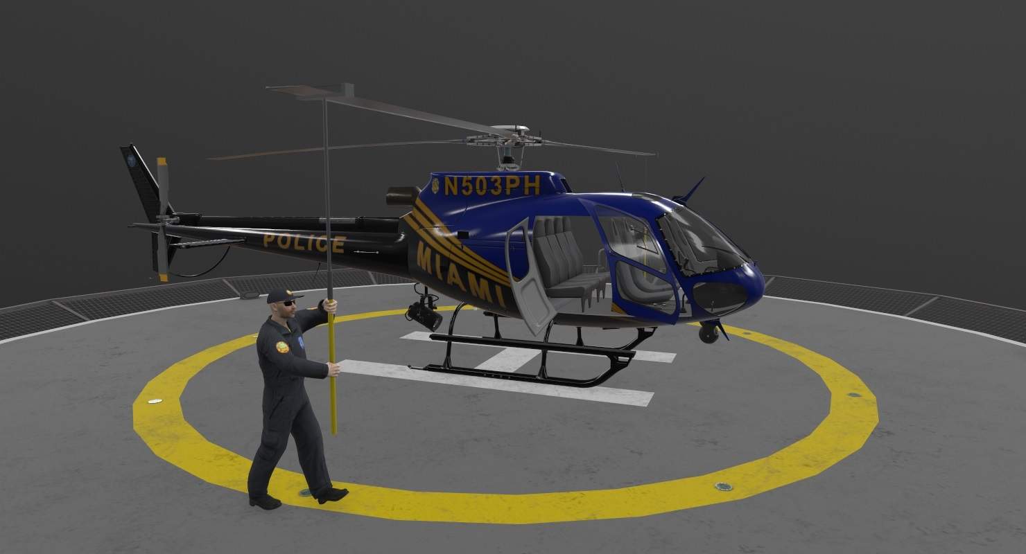 AS-350 Miami City Police Animated 3D Model by pukamakara