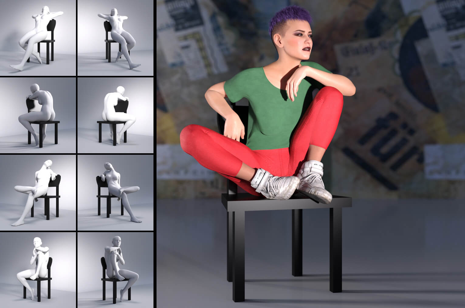 Cheeky Sitting - Poses for GF8 Daz Content by Pushee-Ri