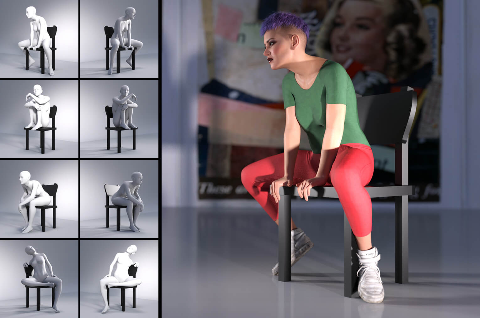 Cheeky Sitting - Poses for GF8 Daz Content by Pushee-Ri