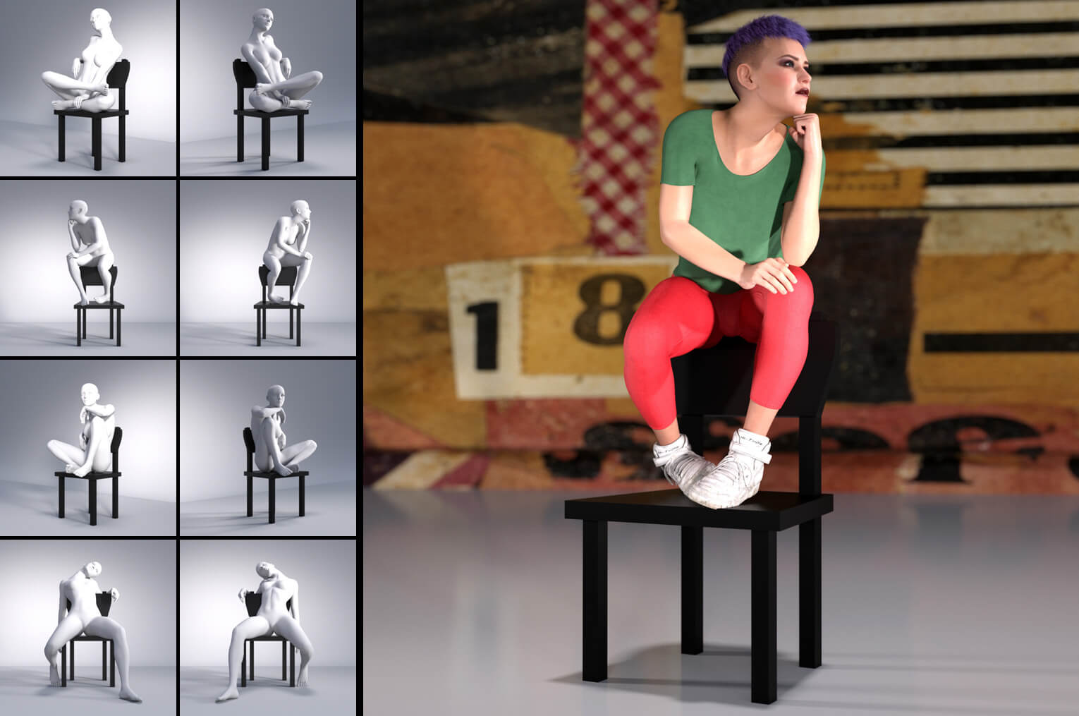 Cheeky Sitting - Poses for GF8 Daz Content by Pushee-Ri