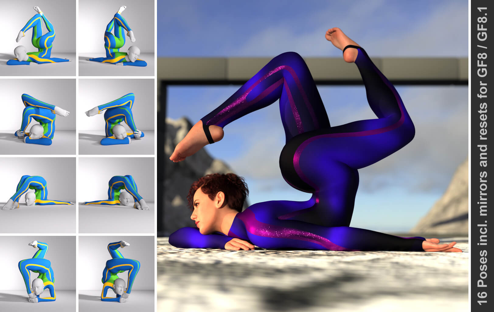 Contortionistas - Extreme Poses for GF8 / GF8.1 Daz Content by Pushee-Ri
