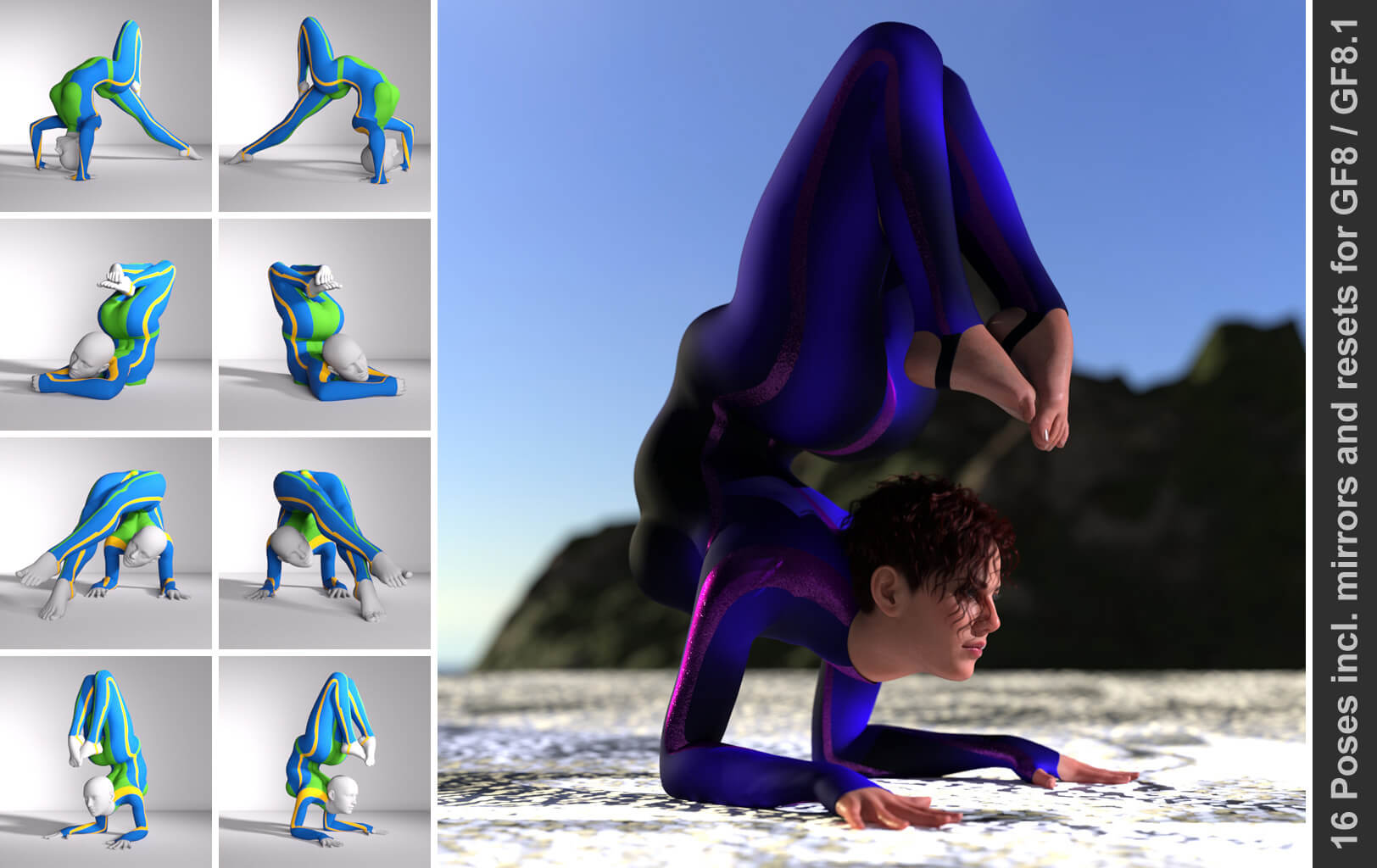 Contortionistas - Extreme Poses for GF8 / GF8.1 Daz Content by Pushee-Ri