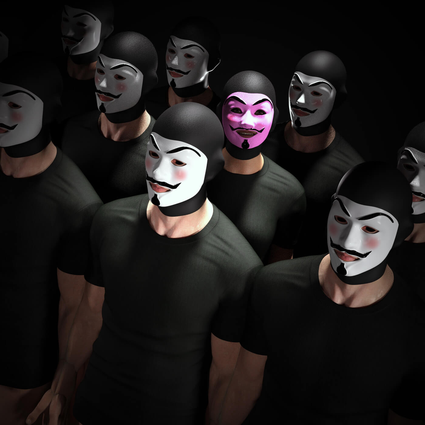 Anonymous Individualist 3D Render, Digital Art by Pushee-Ri