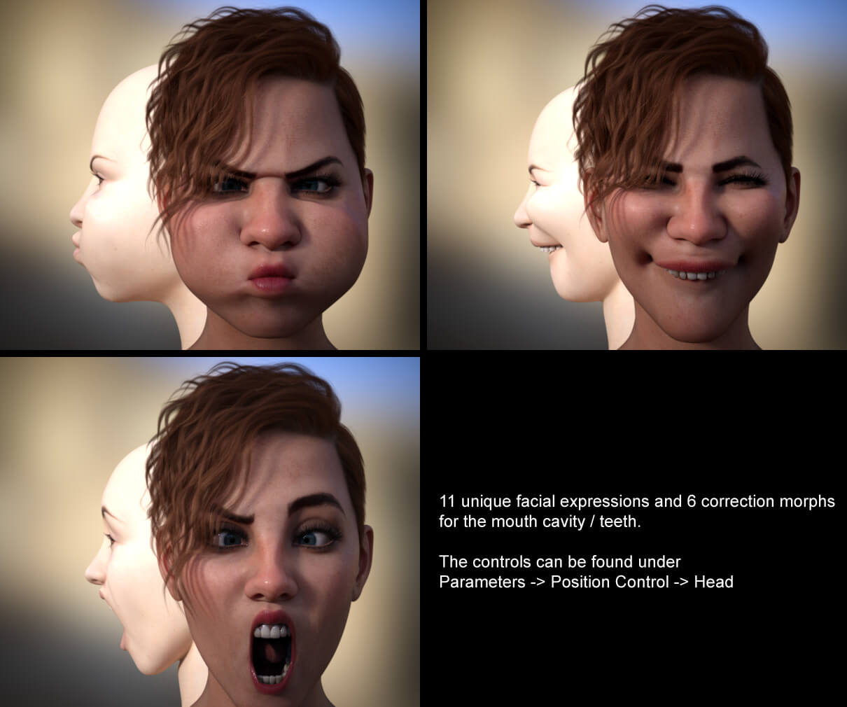 GrimAces - Face Expressions for Genesis Female 8 and 8.1 Daz Content by ...