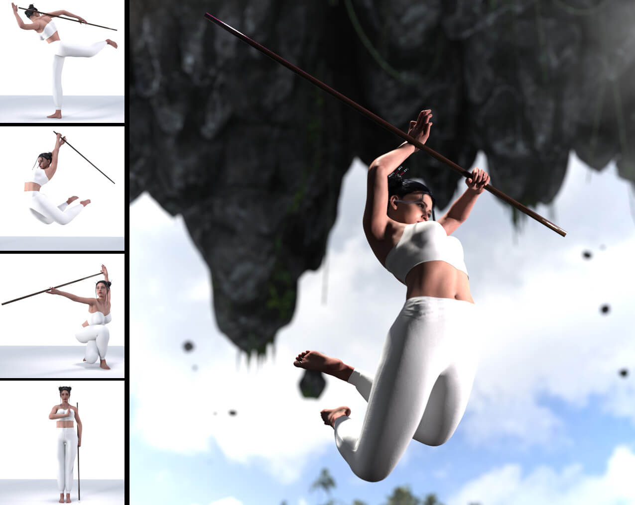 WUDANG Bo Staff Poses for GF8 and GF8.1 - Daz Content by Pushee-Ri