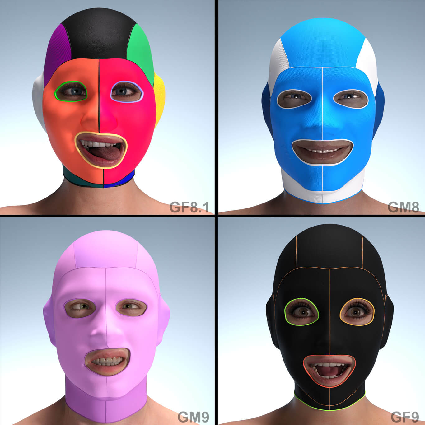 XHUDZ "RGL" - non-rigid head masks for GF8, GM8 and G9 Free Daz Content ...