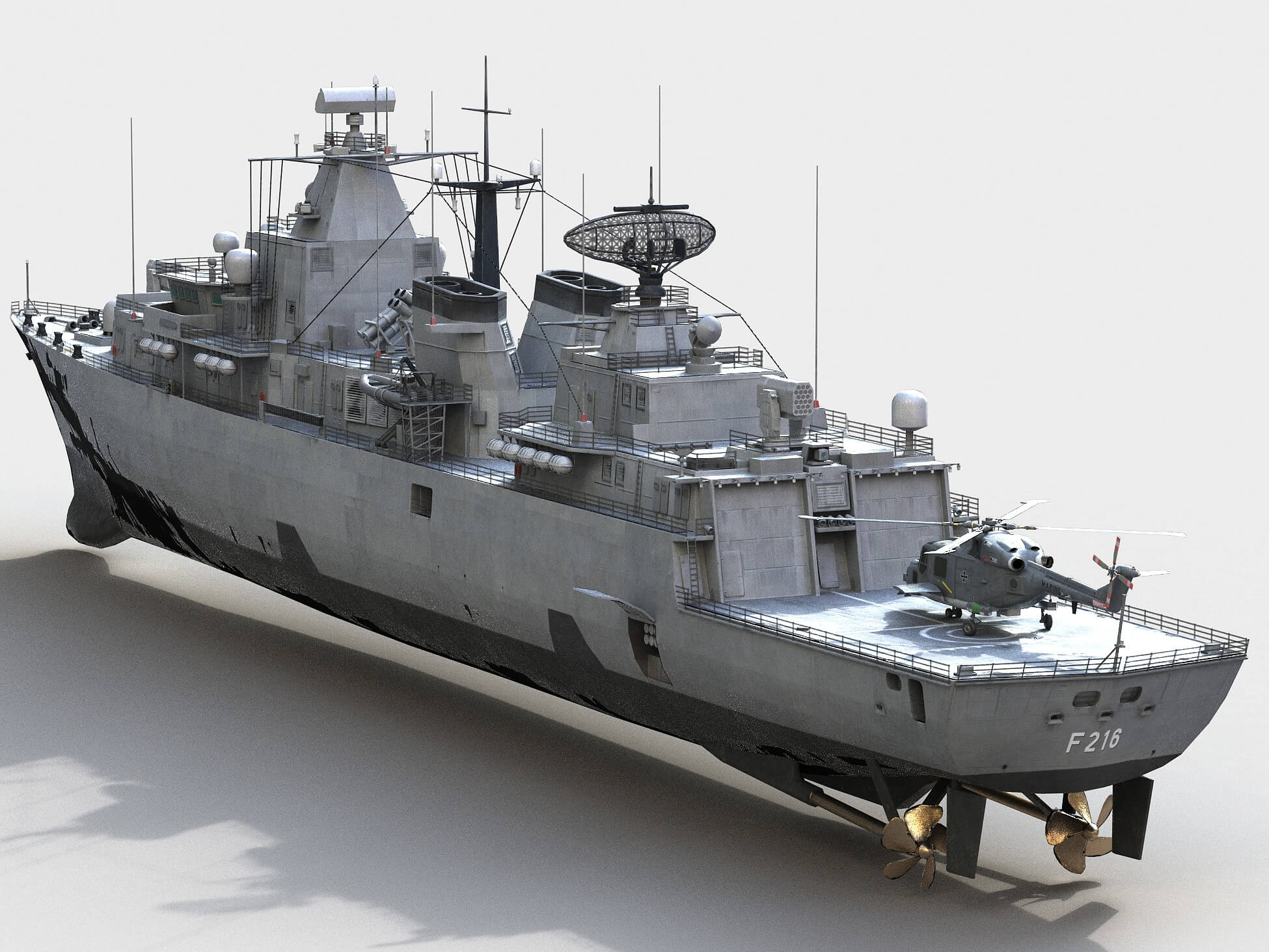 F-216 Schleswig-Holstein Improved Brandenburg Class Frigate 3D Model by ...