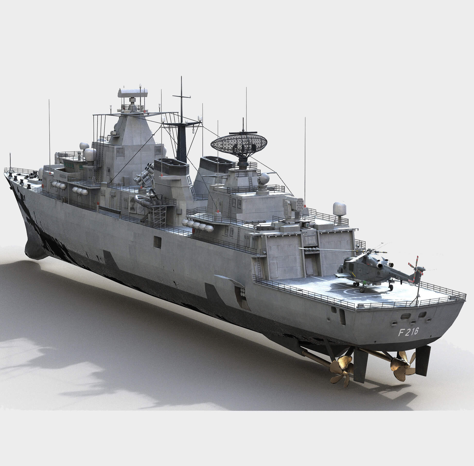 F-216 Schleswig-Holstein Improved Brandenburg Class Frigate 3D Model by ...