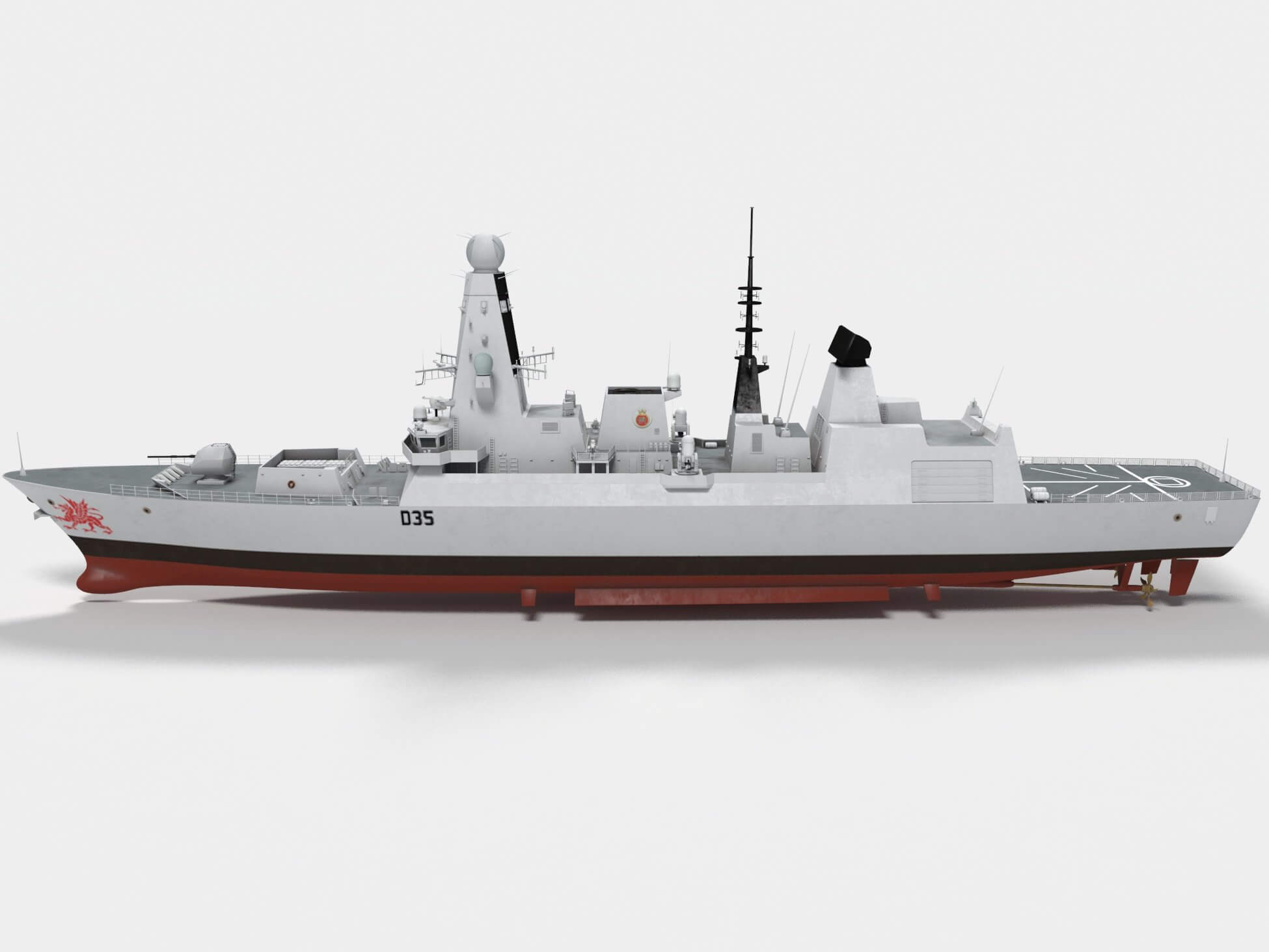 HMS Dragon D-35 Type 45 Class Frigate 3D Model by pxfpxd