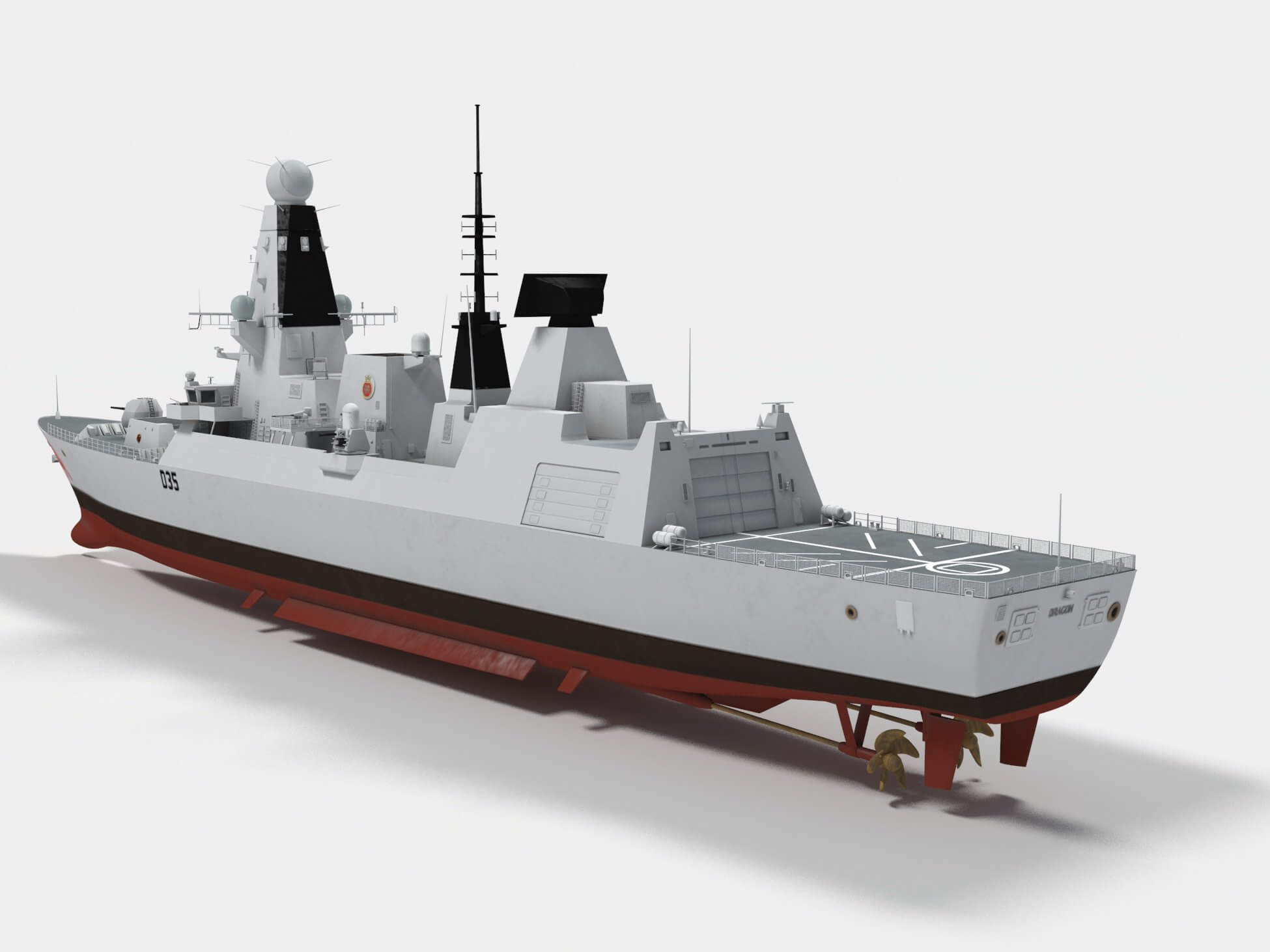 HMS Dragon D-35 Type 45 Class Frigate 3D Model by pxfpxd
