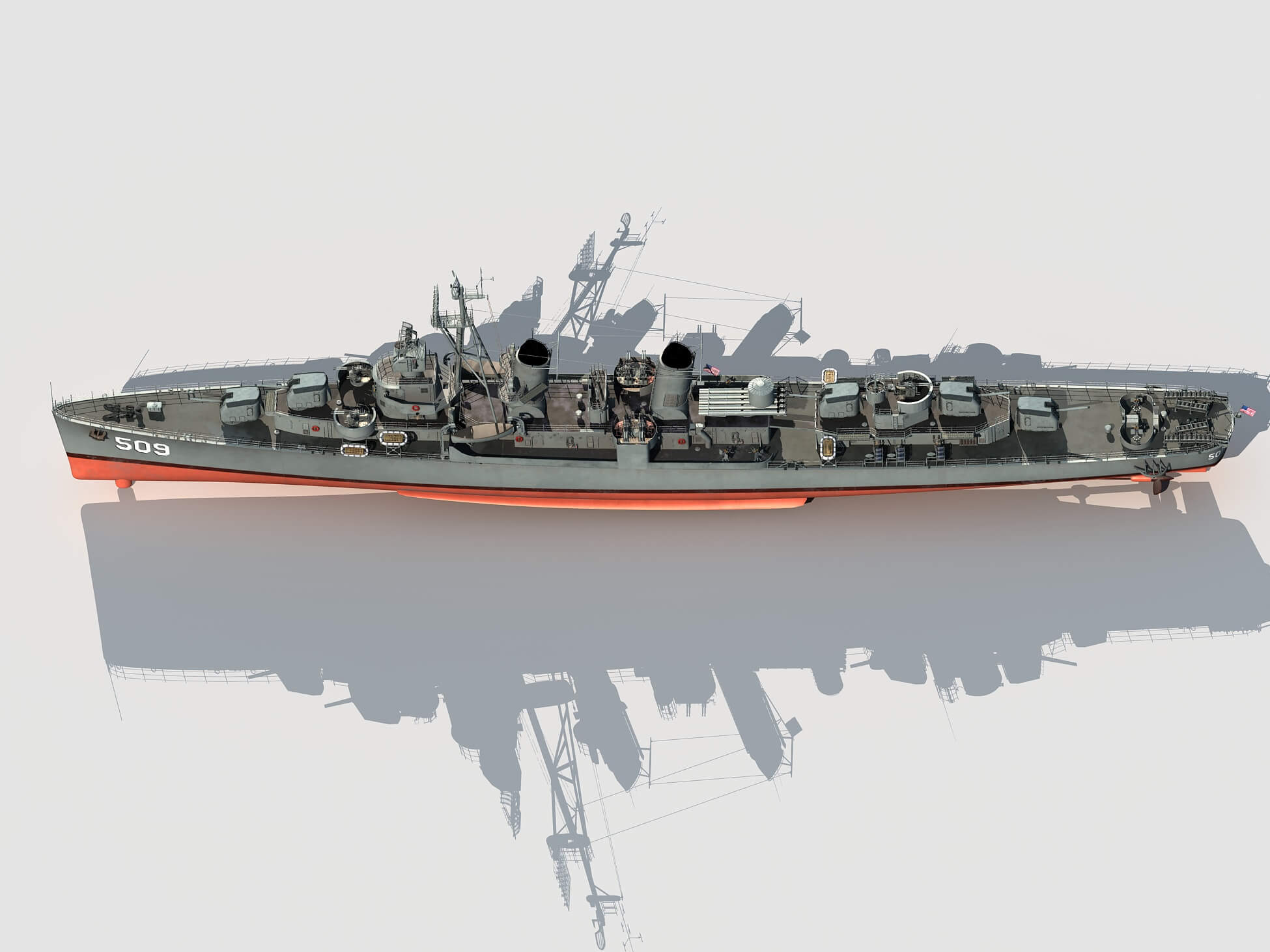 USS Converse DD-509 Fletcher Class Destroyer 3D Model by pxfpxd