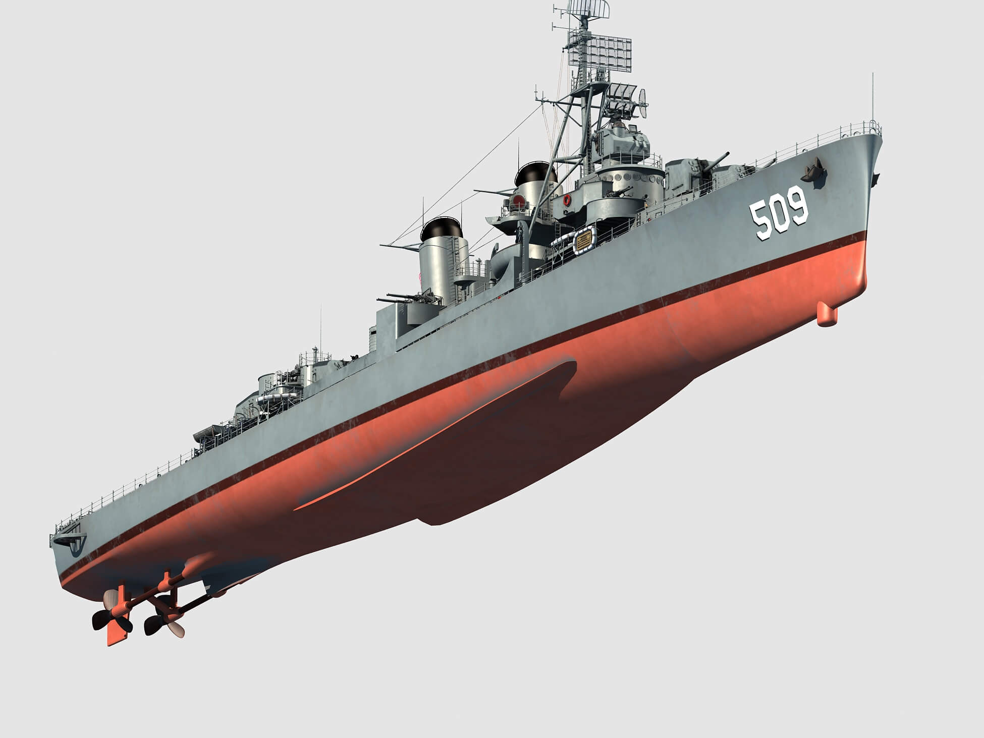 USS Converse DD-509 Fletcher Class Destroyer 3D Model by pxfpxd