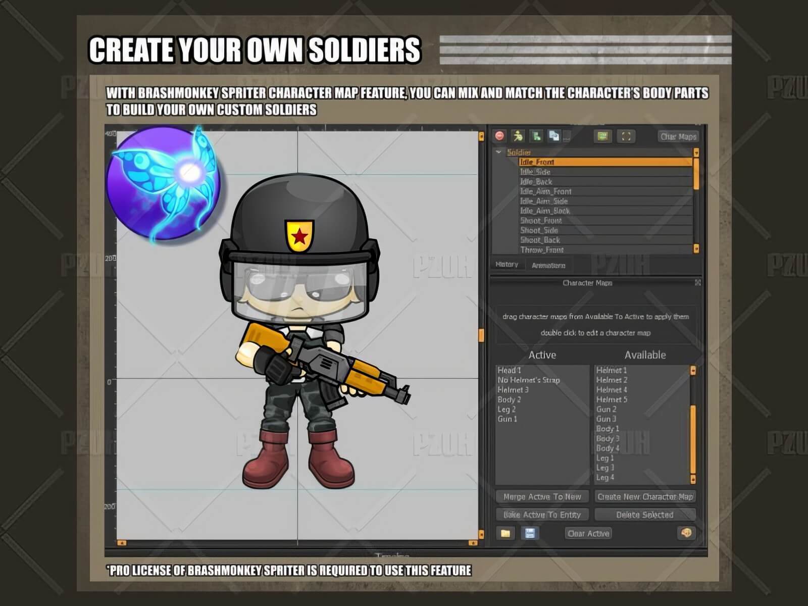 Custom Soldier - 4 Directional Sprite 2D Game Asset by pzUH