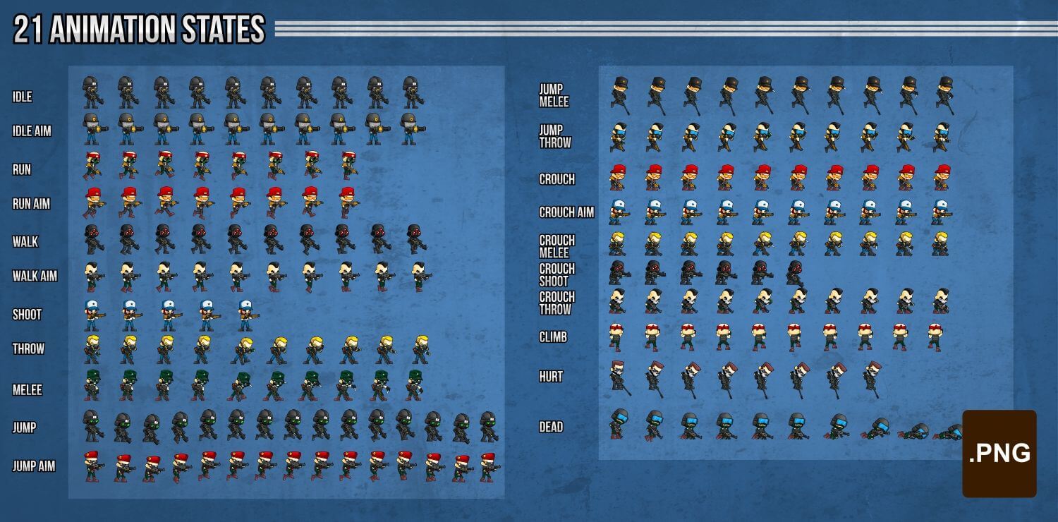 Soldier Game Sprite Bundle by pzUH