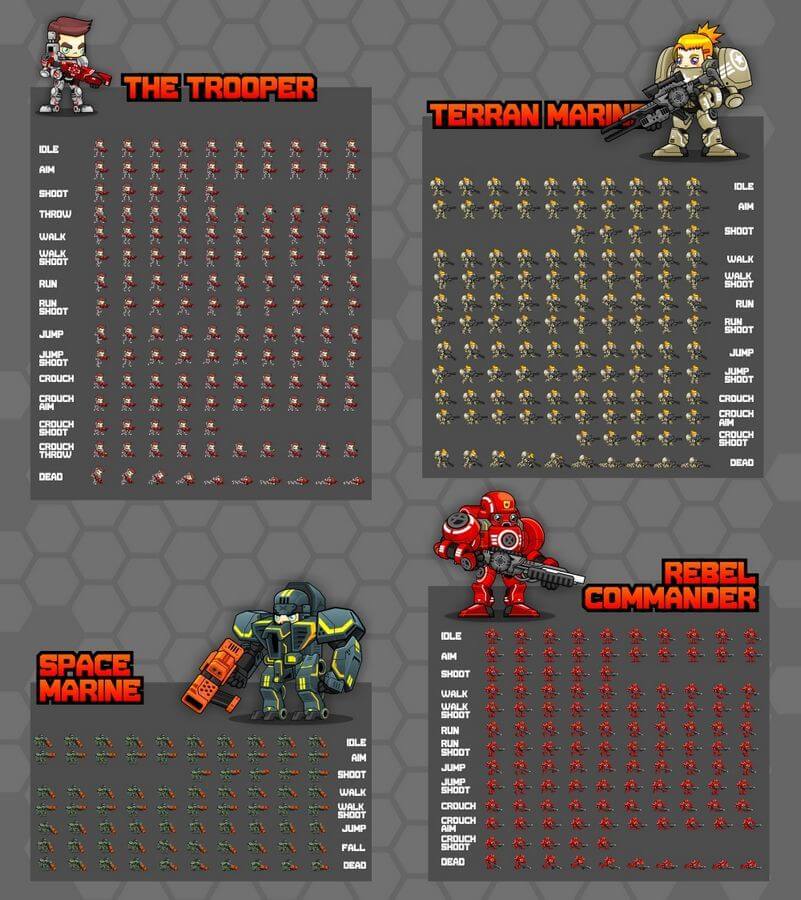 Soldier Game Sprite Bundle by pzUH