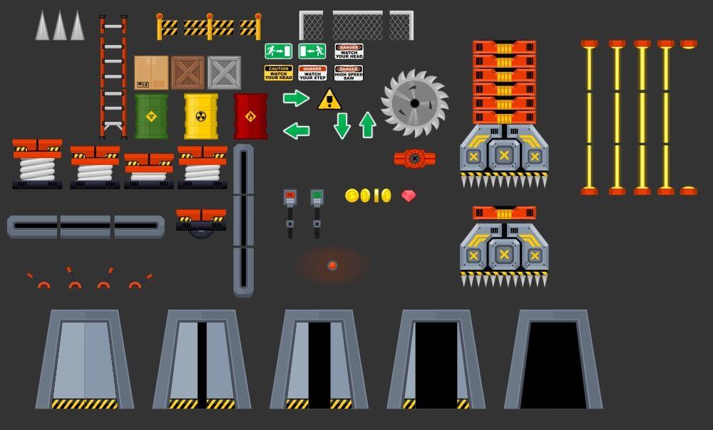 Outerspace HQ - Platformer Tile Set 2D Game Asset by pzUH