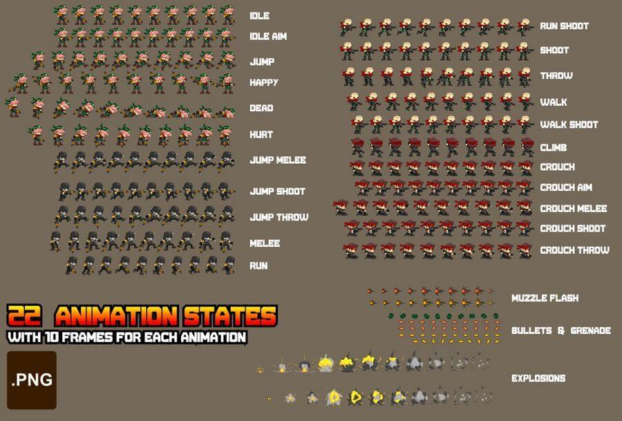 Soldier Game Sprite Bundle by pzUH