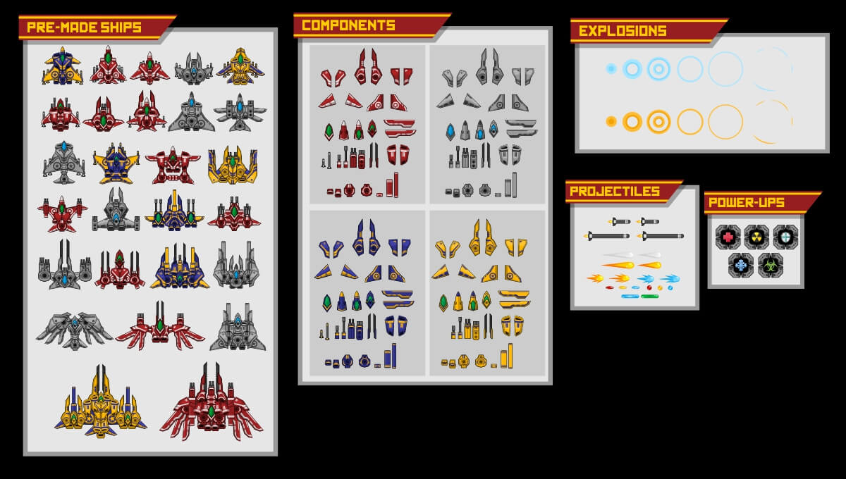 Top Down Space Shooter Creation Kit 1 - 2D Game Asset by pzUH