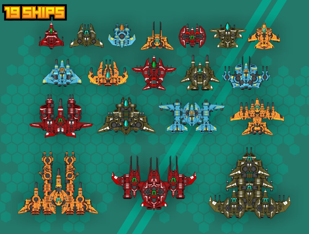 Top Down Space Shooter Creation Kit 2 - 2D Game Asset by pzUH