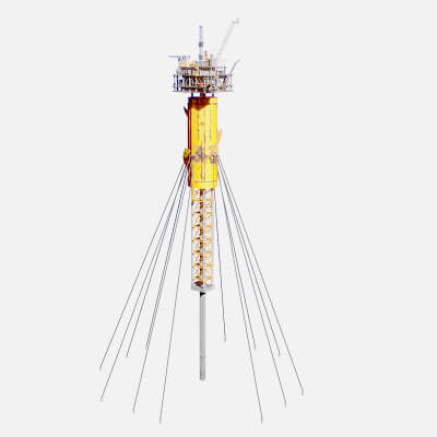Aged Spar Leg Oil Rig - 3D Model by Q-lee