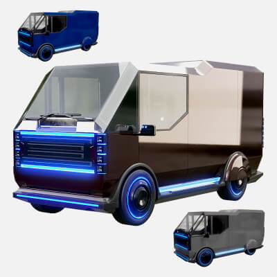Futuristic Cyberpunk Delivery Van - Sci-Fi Electric Vehicle 3D Model by ...