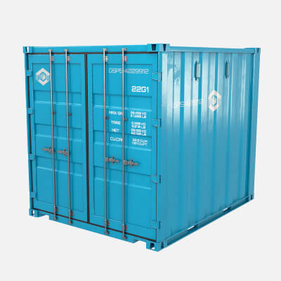 Intermodal Shipping Container 10-Foot-Long Blue 3D Model by Q-lee