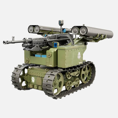 Military Tracked Robot V2 Military Green - 3D Model by Q-lee