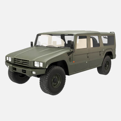 Toyota Mega Cruiser Army 4x4 SUV Military Green - 3D Model by Q-lee