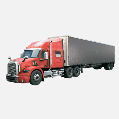 Used Aged Semi Truck Sleeper Cab with Curtain Trailer - 3D Model by Q-lee