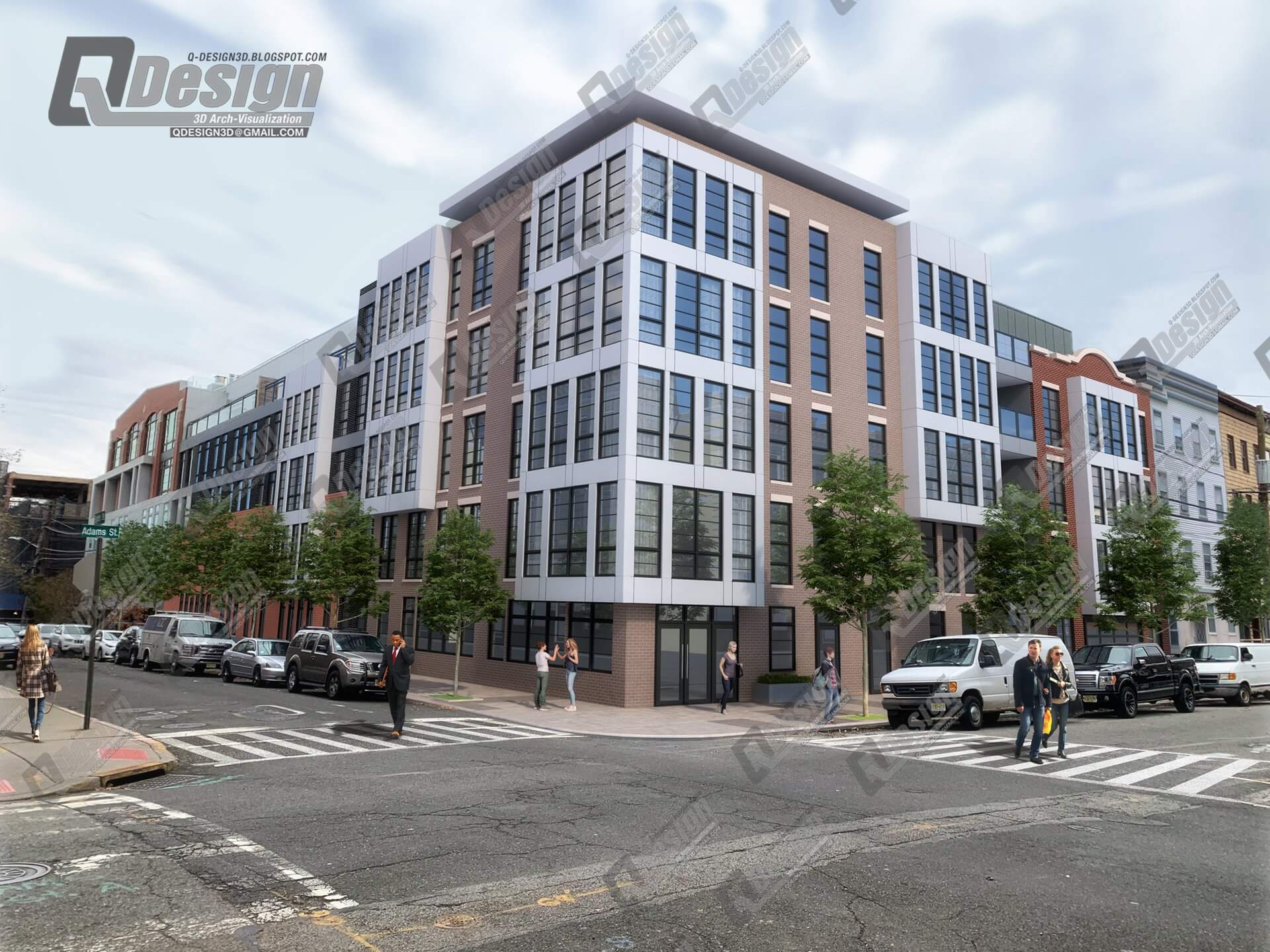 Building Exterior Facade Rendering 3D Render by qdesign3d