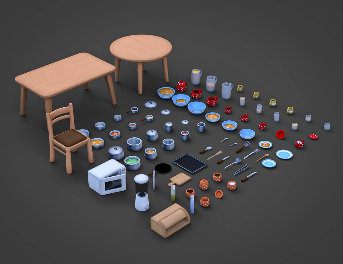 Cozy Cartoon World Kitchen Props - 3D Model by QuantumStateStudio