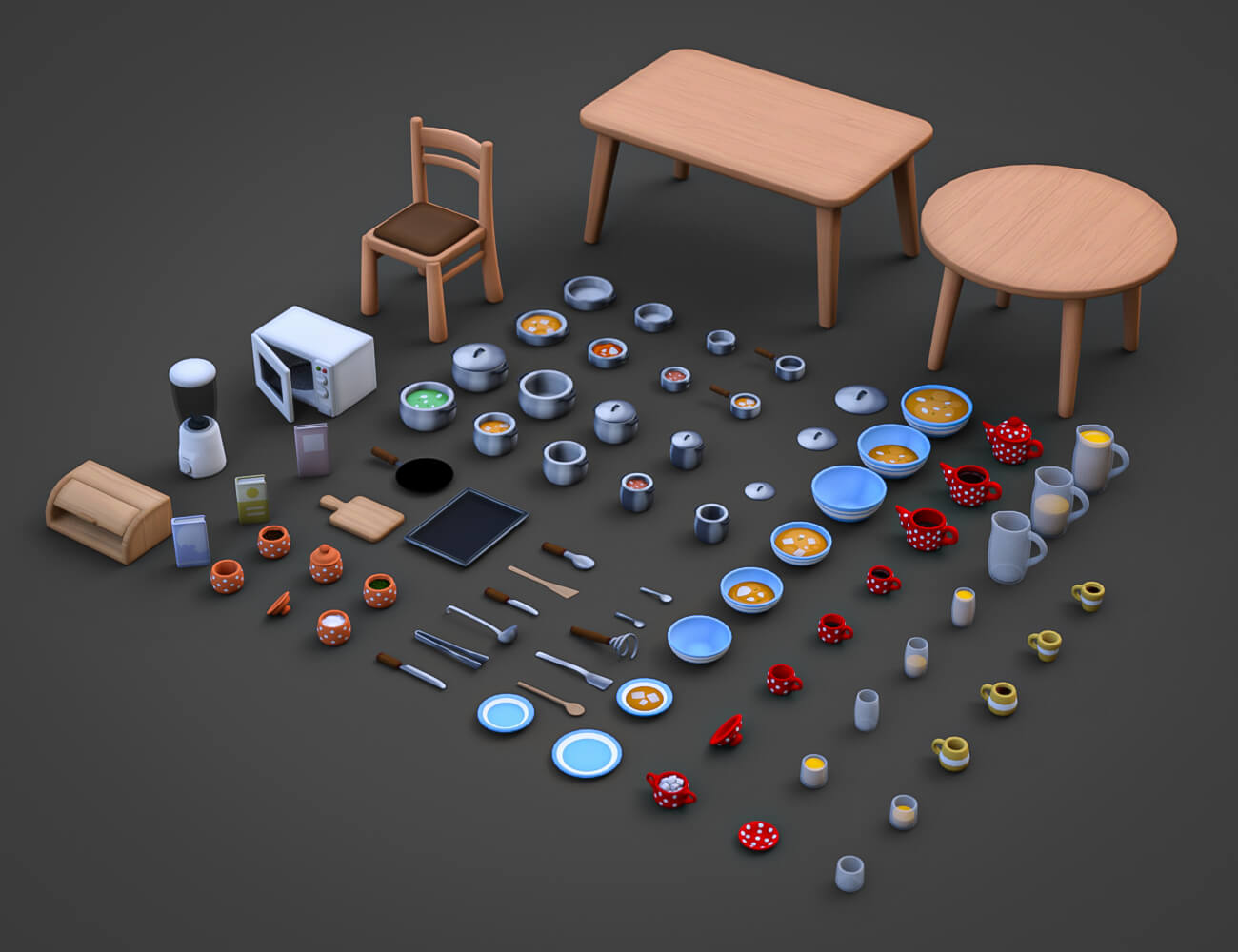 Cozy Cartoon World Kitchen Props - 3D Model by QuantumStateStudio