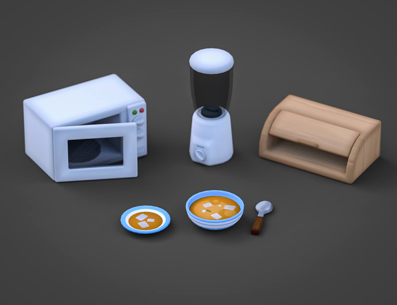 Cozy Cartoon World Kitchen Props - 3D Model by QuantumStateStudio