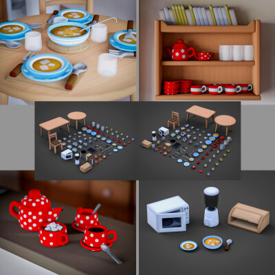 Cozy Cartoon World Kitchen Props - 3D Model by QuantumStateStudio