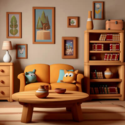 Cozy Cartoon World Living Room - 3D Model by QuantumStateStudio