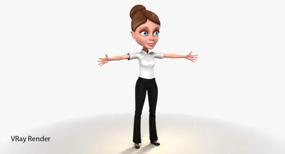 Cartoon Office Girl - 3D Model by QUARTOMUNDO