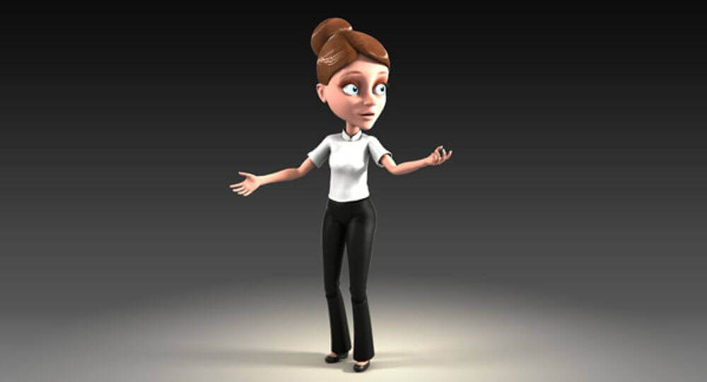 Cartoon Office Girl - 3D Model by QUARTOMUNDO