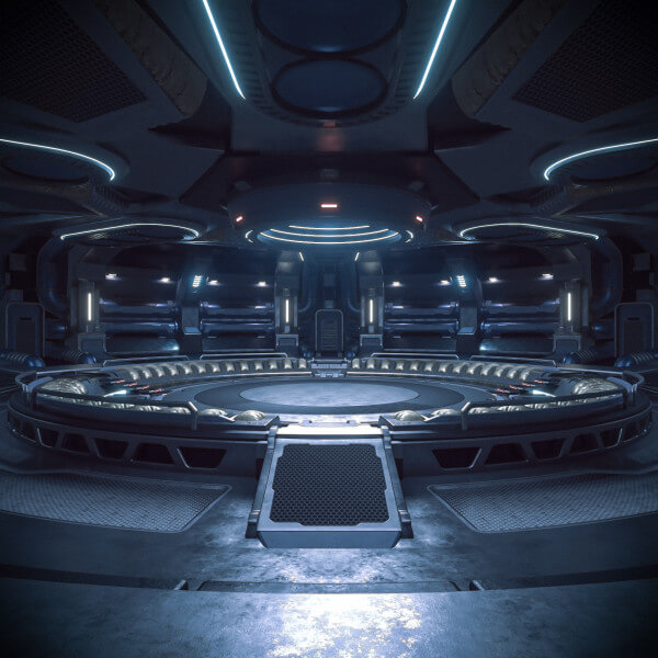 Sci-fi Space Hangar Scene 3D Render, Digital Art by qwestgamp
