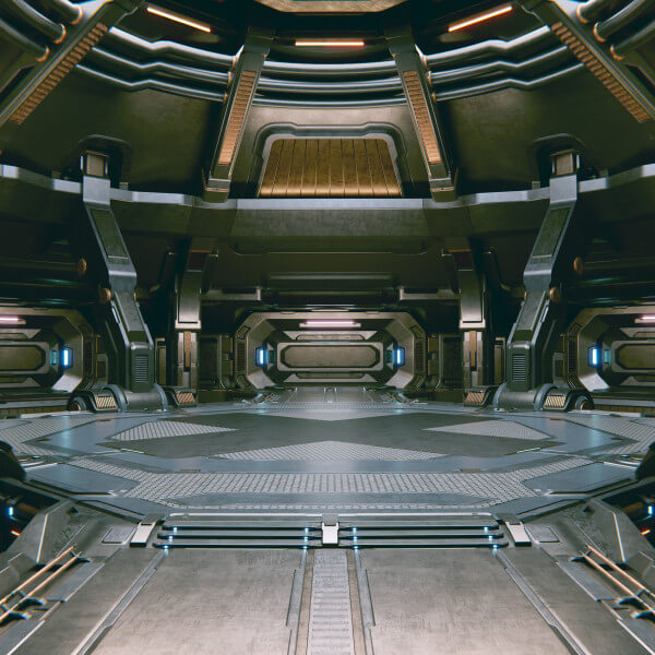 Sci-fi Space Hangar Scene 3D Render, Digital Art by qwestgamp