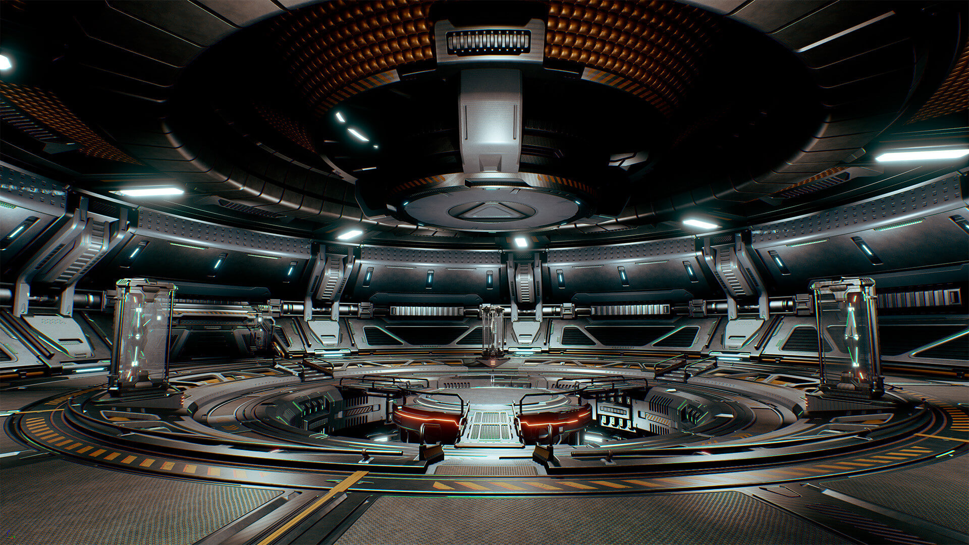 Sci-fi Space Hangar Scene 3D Render, Digital Art by qwestgamp