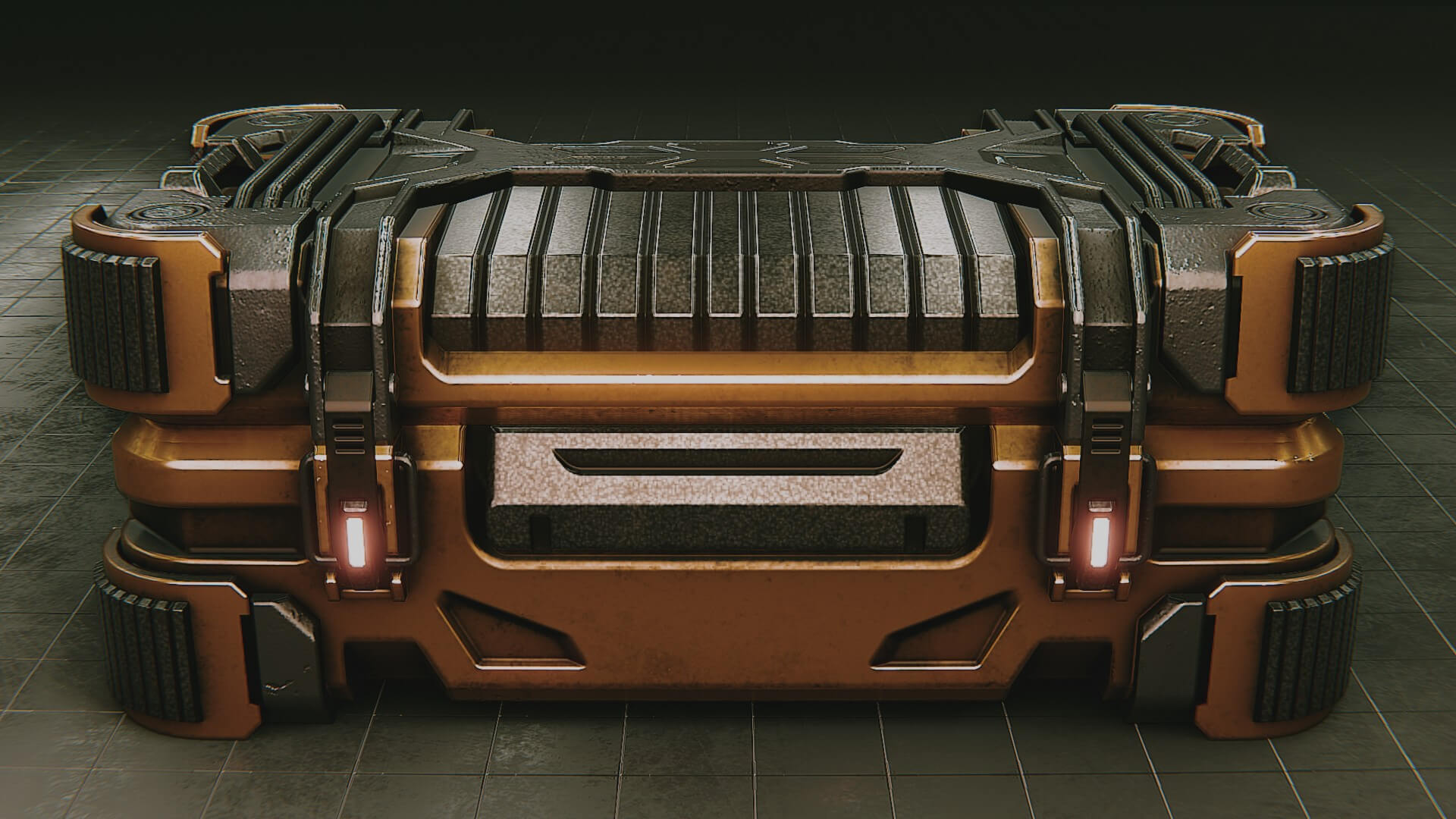 Sci-Fi Golden Box 3D Model by qwestgamp