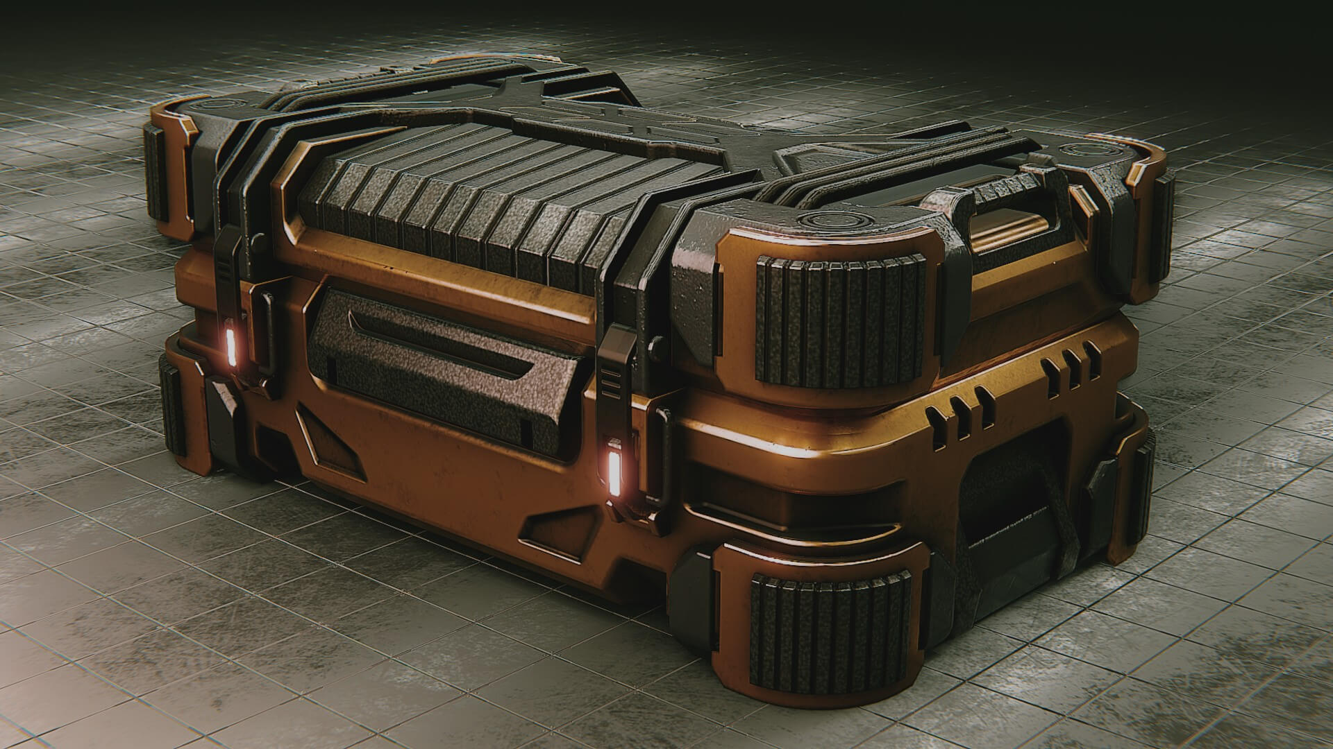 Sci-Fi Golden Box 3D Model by qwestgamp