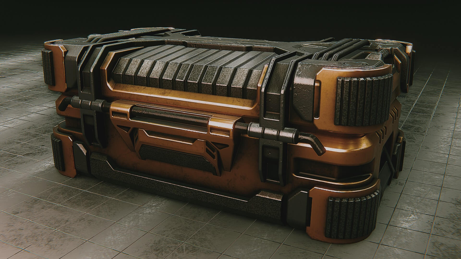 Sci-Fi Golden Box 3D Model by qwestgamp