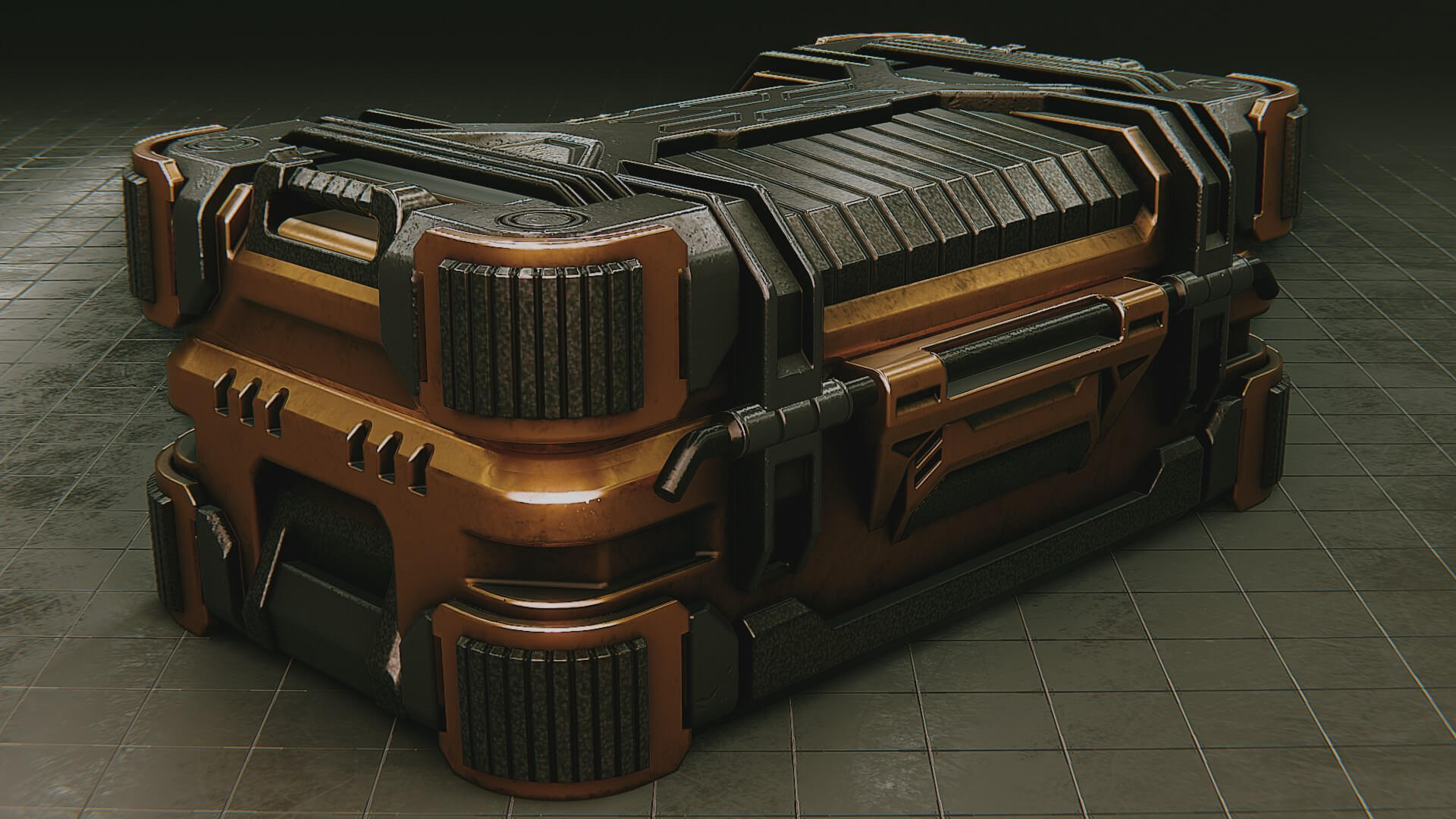 Sci-Fi Golden Box 3D Model by qwestgamp