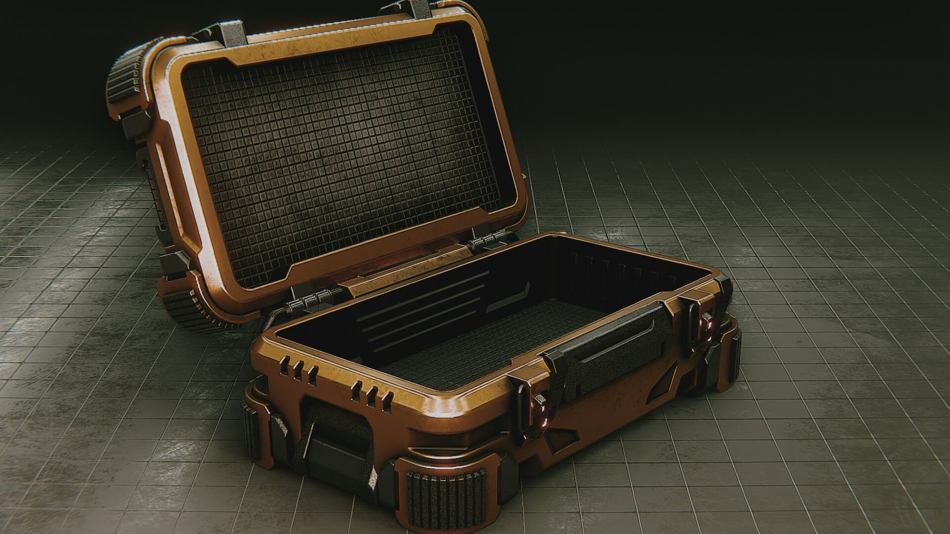 Sci-Fi Golden Box 3D Model by qwestgamp